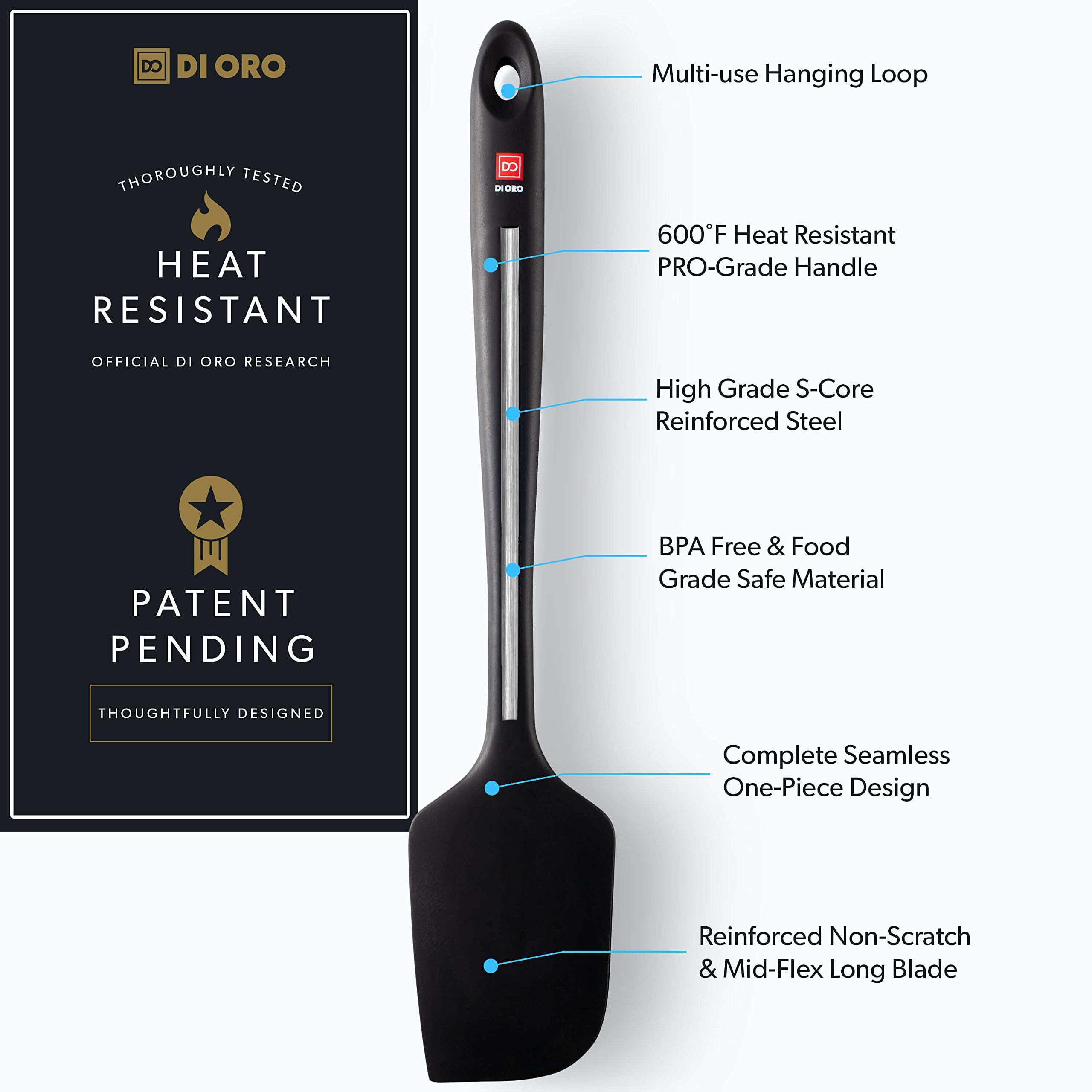 DI ORO Seamless Series Pro 14 Inch Extra Large Silicone Spatula – 600 ...